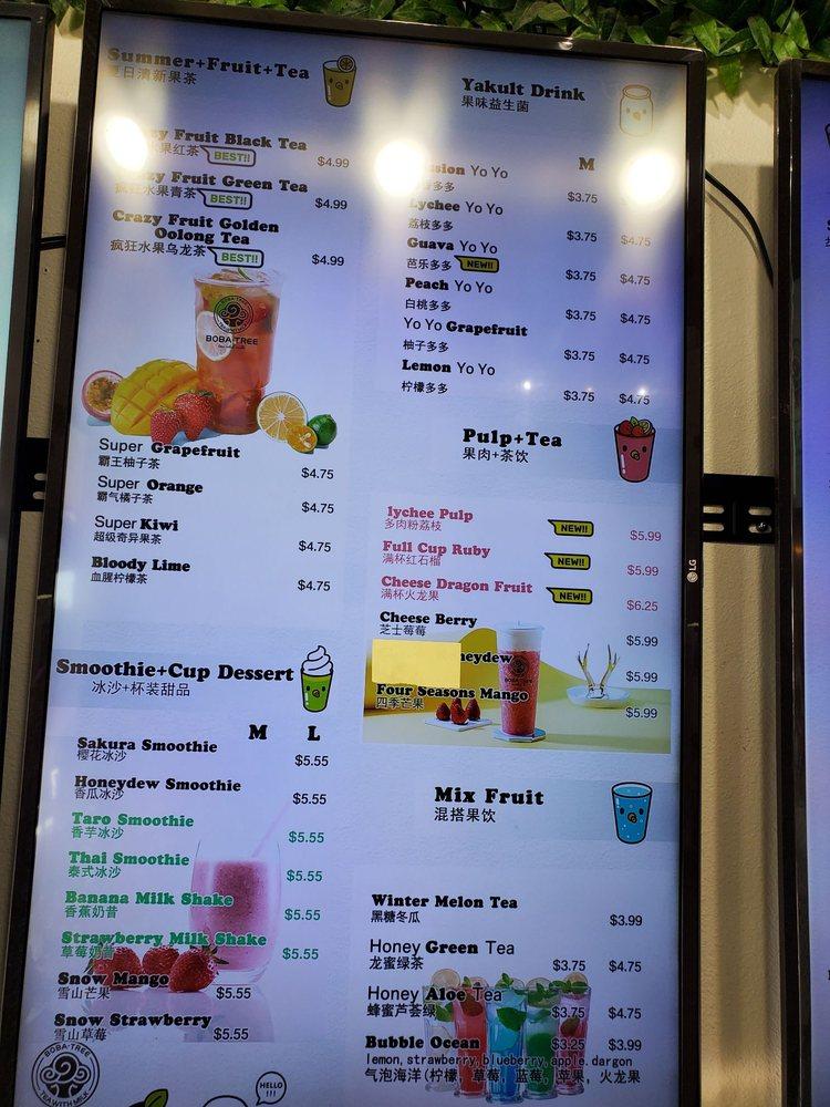 Menu at Boba Tree desserts, Mesa, S Dobson Rd
