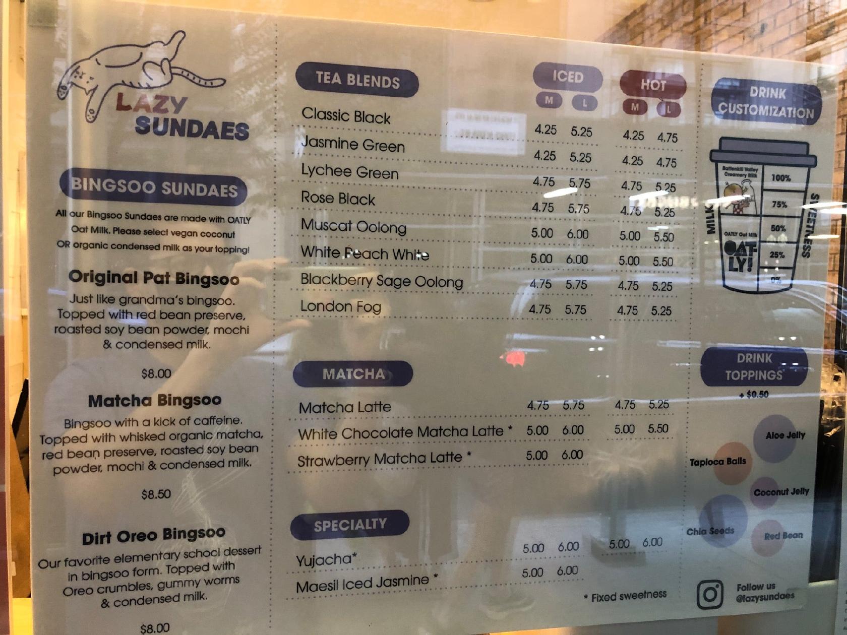 Menu at Lazy Sundaes Greenwich Village desserts, New York City, 11 ...