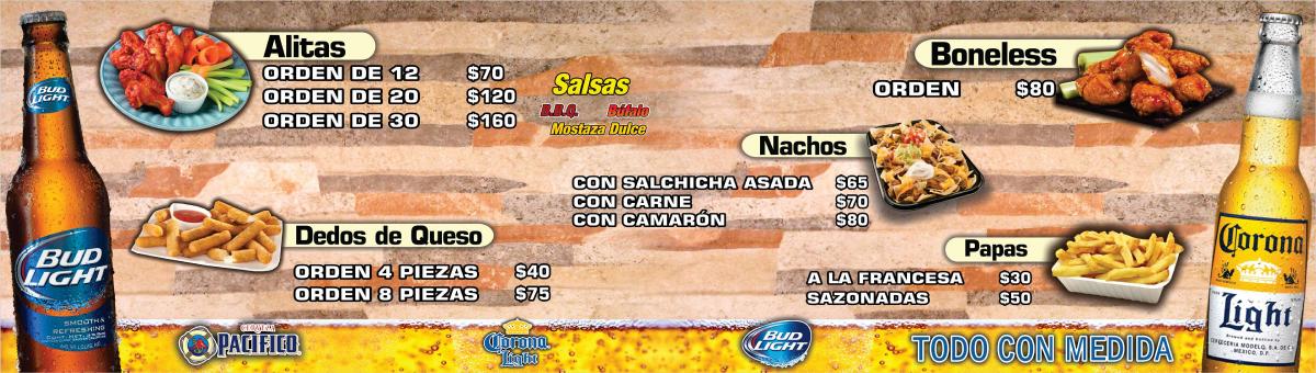 Menu at Mariscos GHR restaurant, Guasave