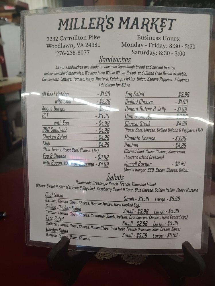 Menu at Miller's Bakery & Deli, Woodlawn