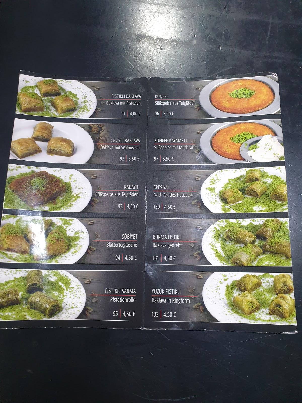 Carta del restaurante Antep Sofrası, Fráncfort