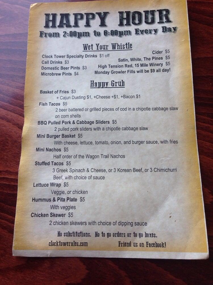 Menu at Clock Tower Ales pub & bar, The Dalles