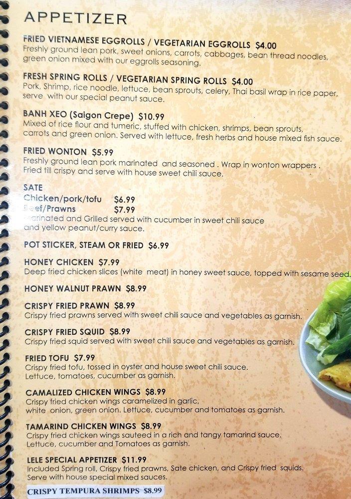 Menu at Le-Le M.L.K Restaurant, Tacoma