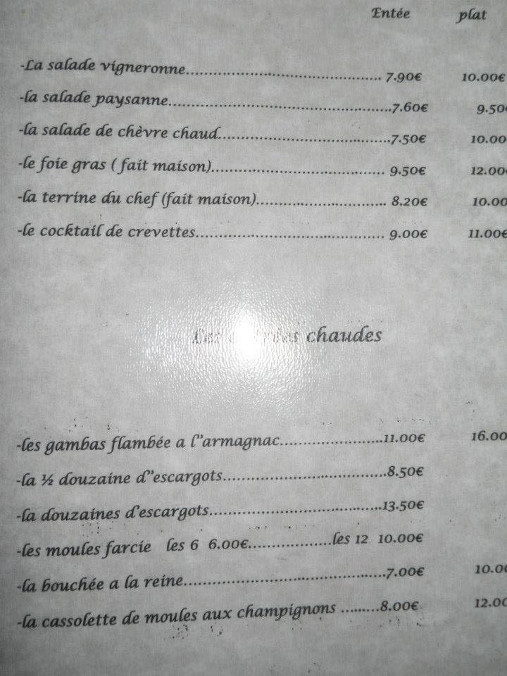 Menu au A L'Arbre Vert restaurant, Kingersheim