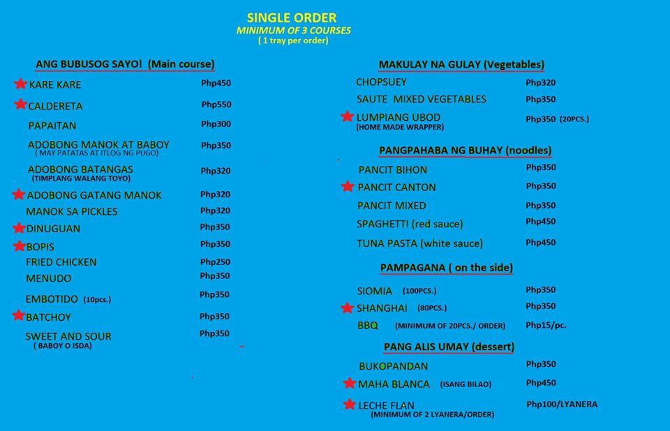Carta del restaurante Lutong Bahay Express, Pasig, 143 Champaca Street