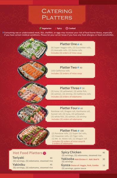 Menu at Mio Sushi restaurant, Camas, SE 192nd Ave #104