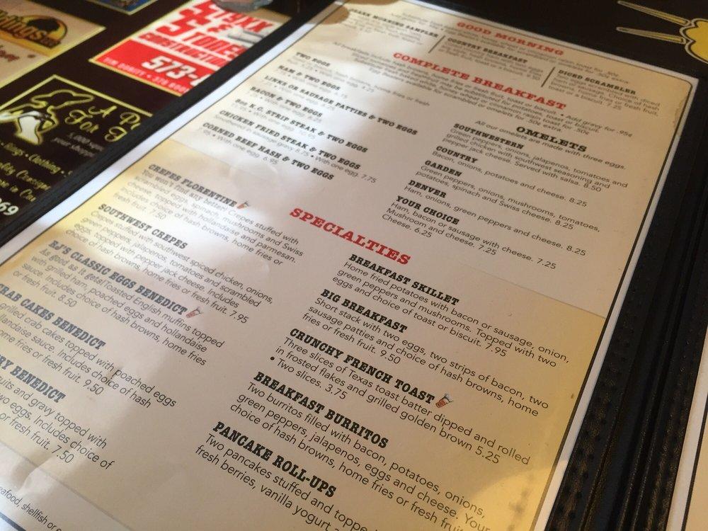 Menu at RJ's Family Restaurant, Camdenton