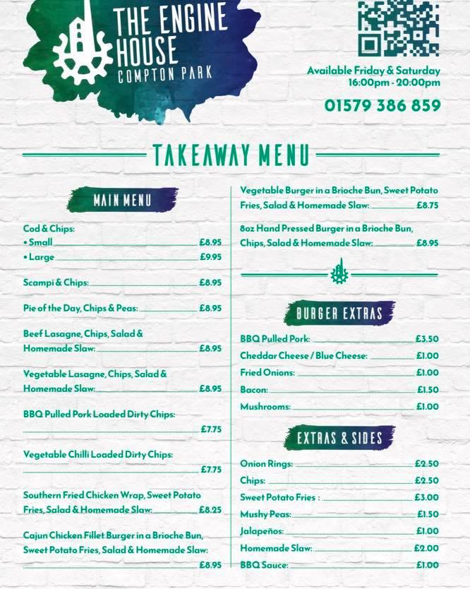 Menu at The Engine House At Compton Park restaurant, Callington