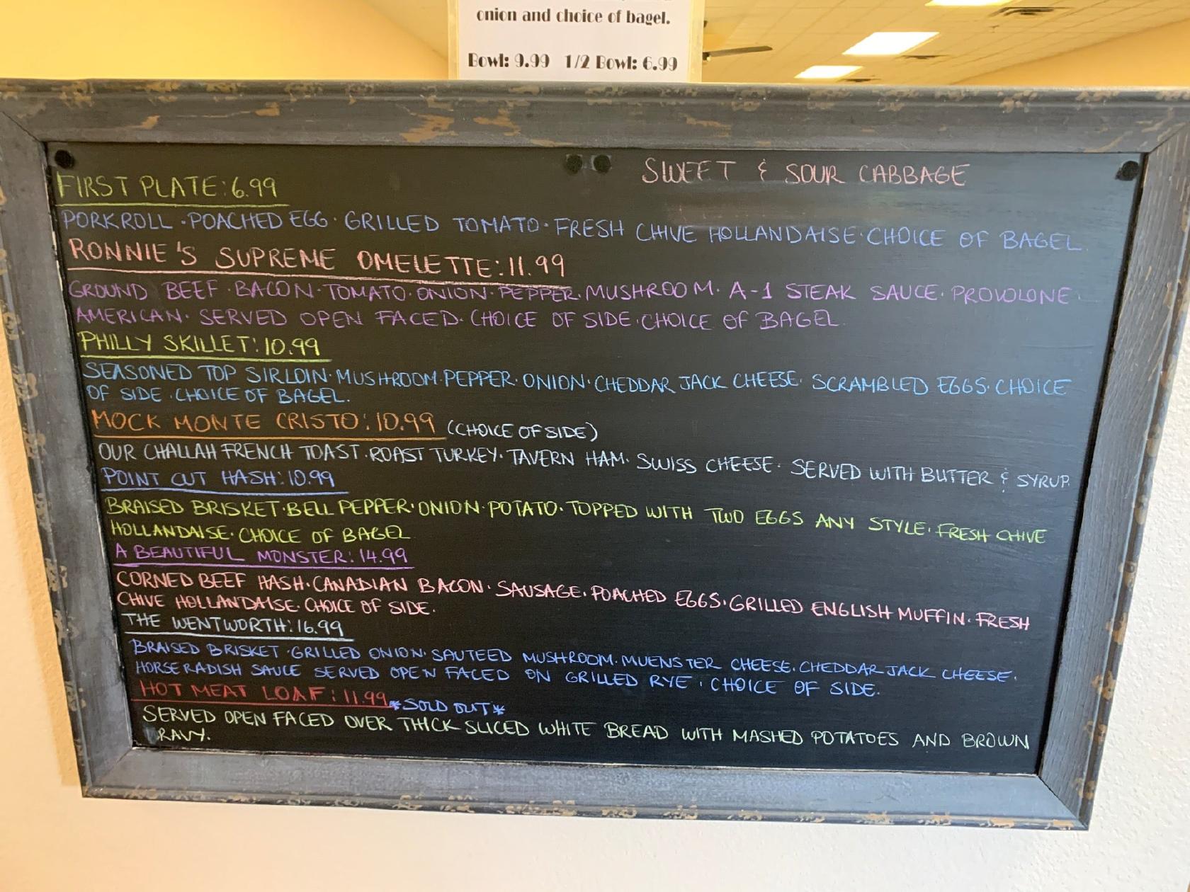 Menu at Weiss Deli restaurant, Henderson