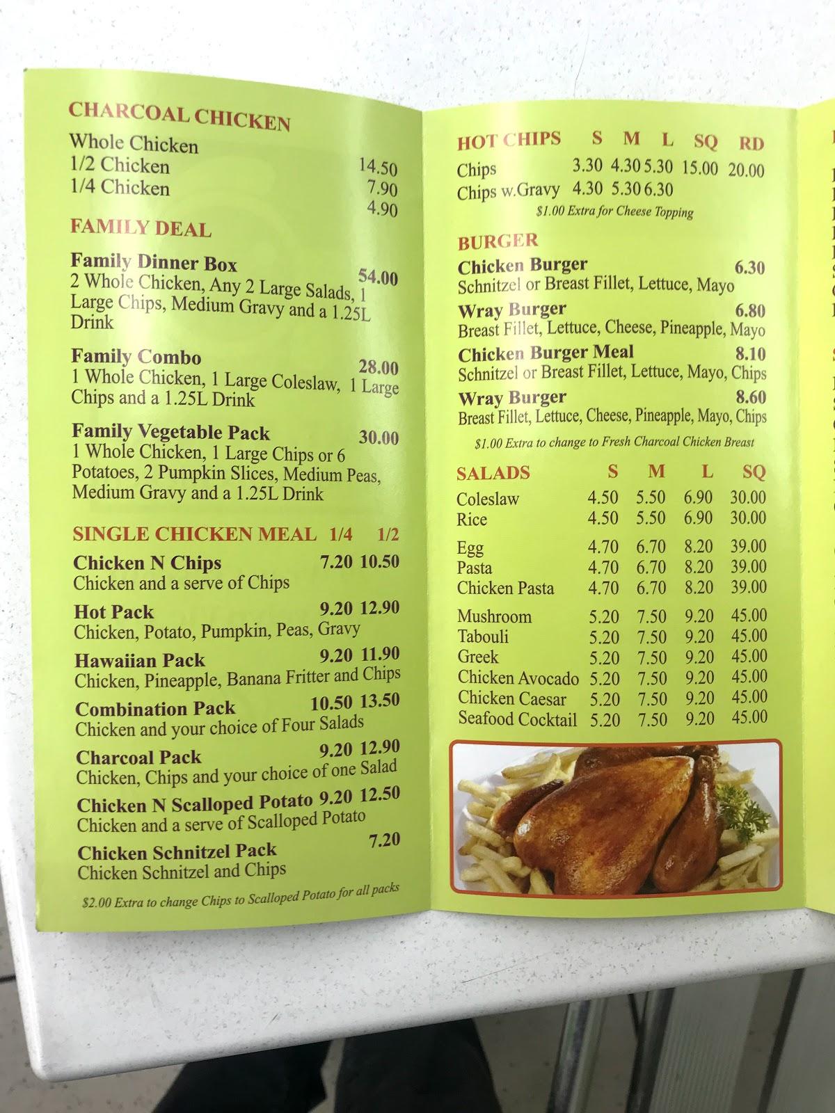 Menu at Charcoal Chicken restaurant, Mount Evelyn, 29 Wray Cres