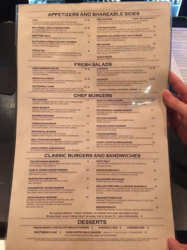 Menu at BRU Burger Bar - Indianapolis, Indianapolis, 410 Massachusetts Ave