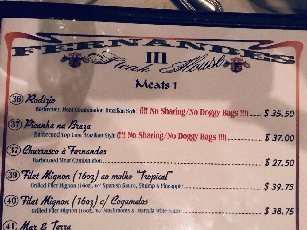 Menu at Fernandes Steakhouse 3, Sayreville