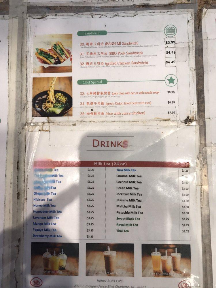 Carta de Honey Bun's Cafeteria, Charlotte