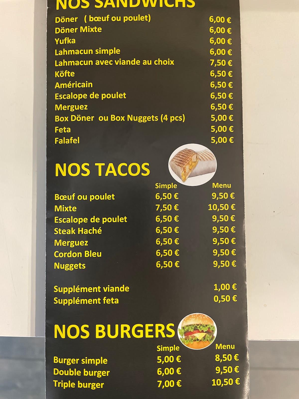 Menu au Snack du centre restaurant, Molsheim