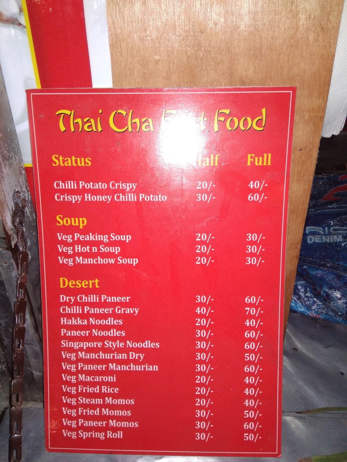 Menu at Thai Cha Fast Food, Lucknow