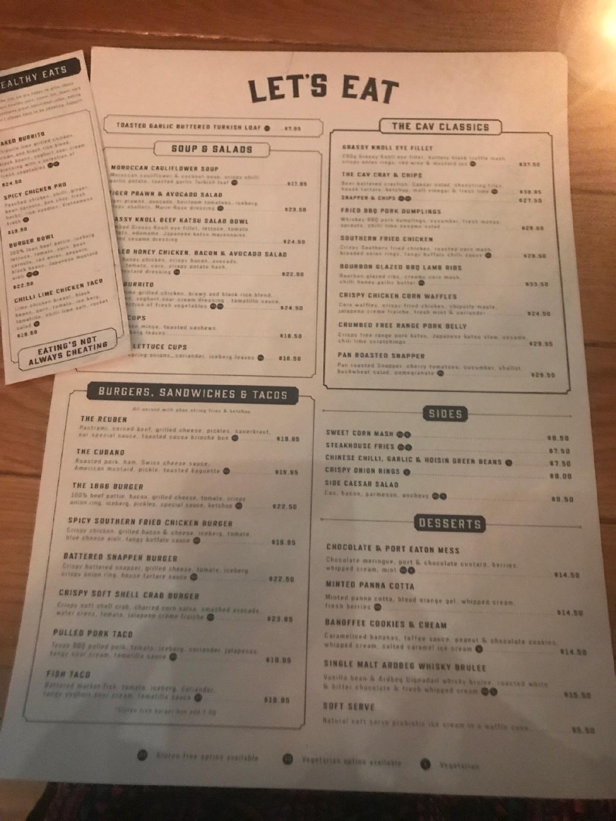 Menu at Cavalier Tavern pub & bar, Auckland