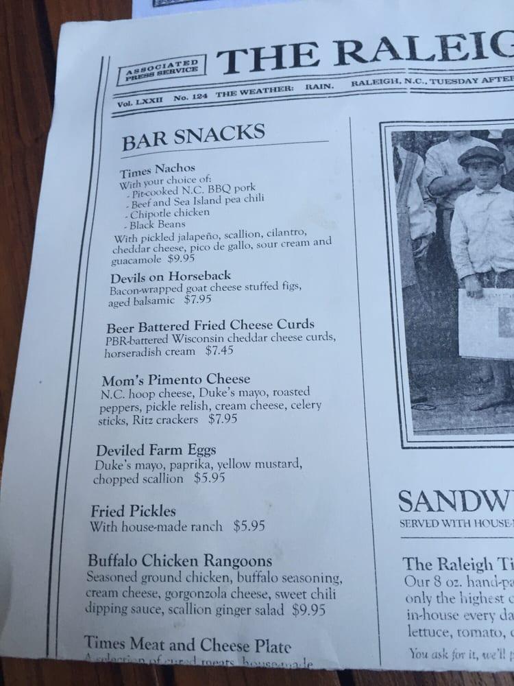 Menu at The Raleigh Times pub & bar, Raleigh