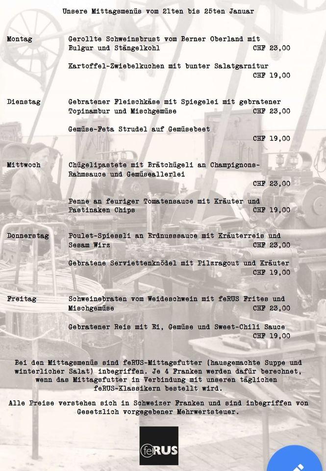Menu at feRUS, Emmen