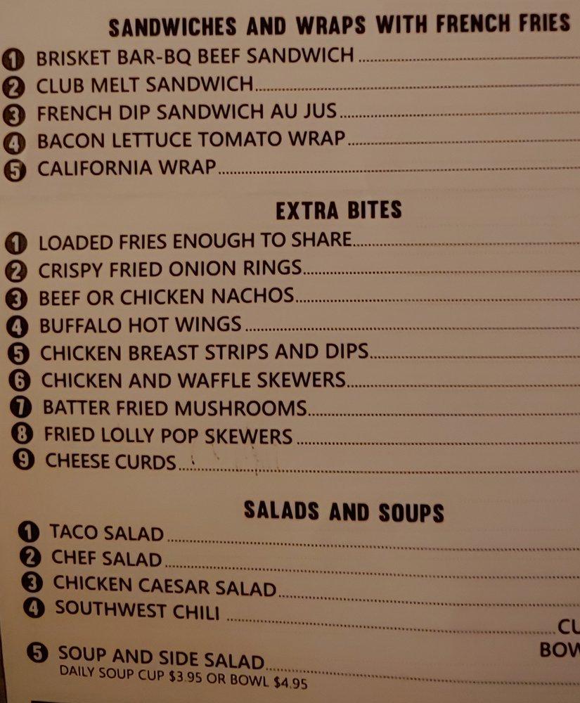 Menu at Bircher's Grill restaurant, Lewiston
