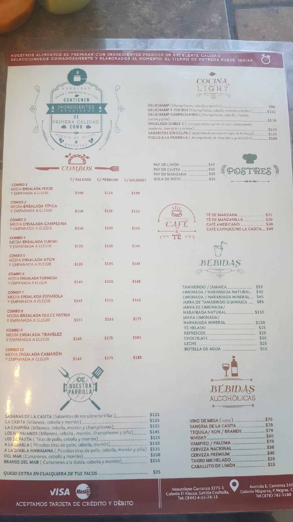 Menu at La Casita Empanadas Argentinas restaurant, Saltillo, Blvd ...