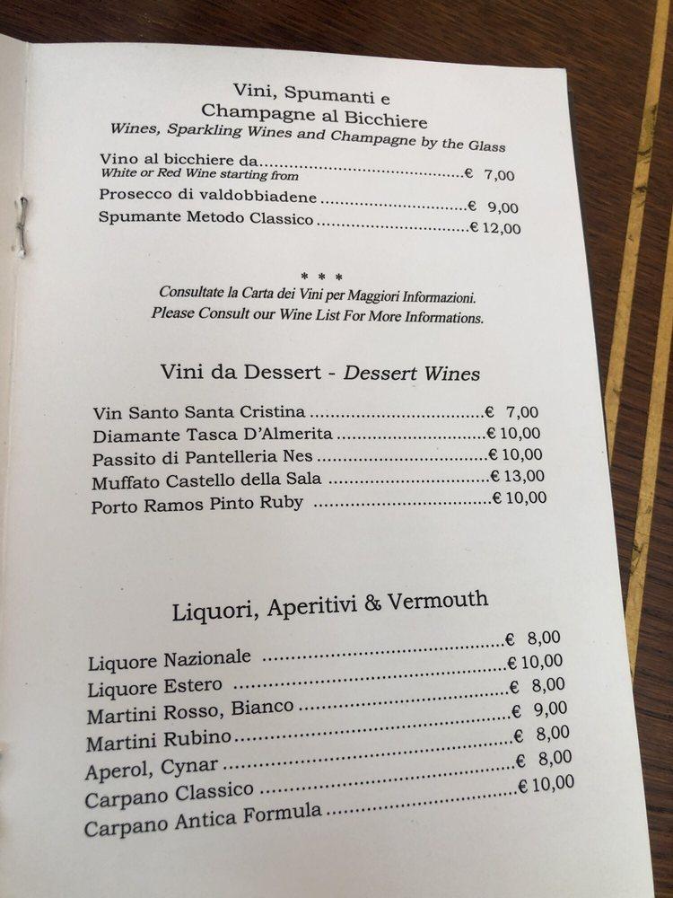 Menu at Caffè Scudieri Firenze cafeteria, Florence