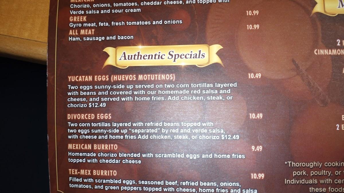 Menu at Executive Diner restaurant, Toledo, W Sylvania Ave