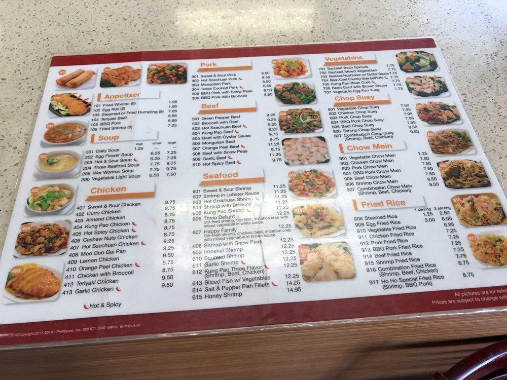 Menu at Ho Ho China restaurant, Norwalk, Rosecrans Ave