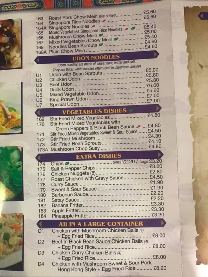 Menu at Lee's Garden fast food, Reading