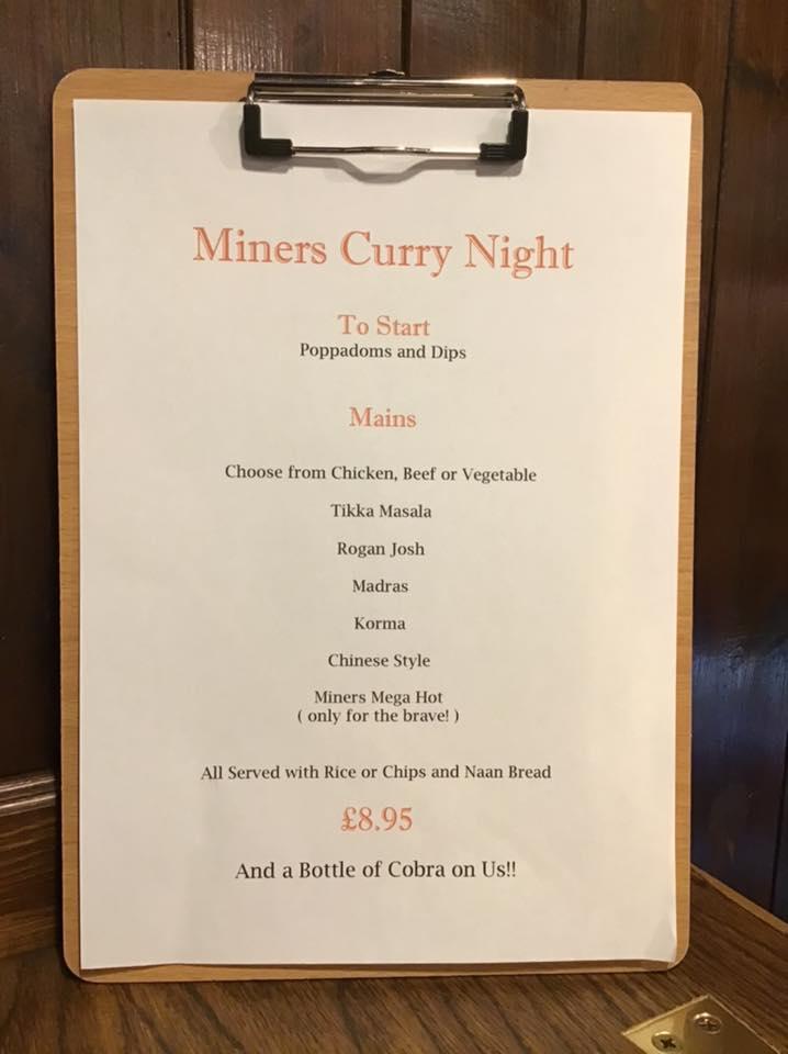 Menu at The Miners Arms pub & bar, Consett, 41 Manor Rd