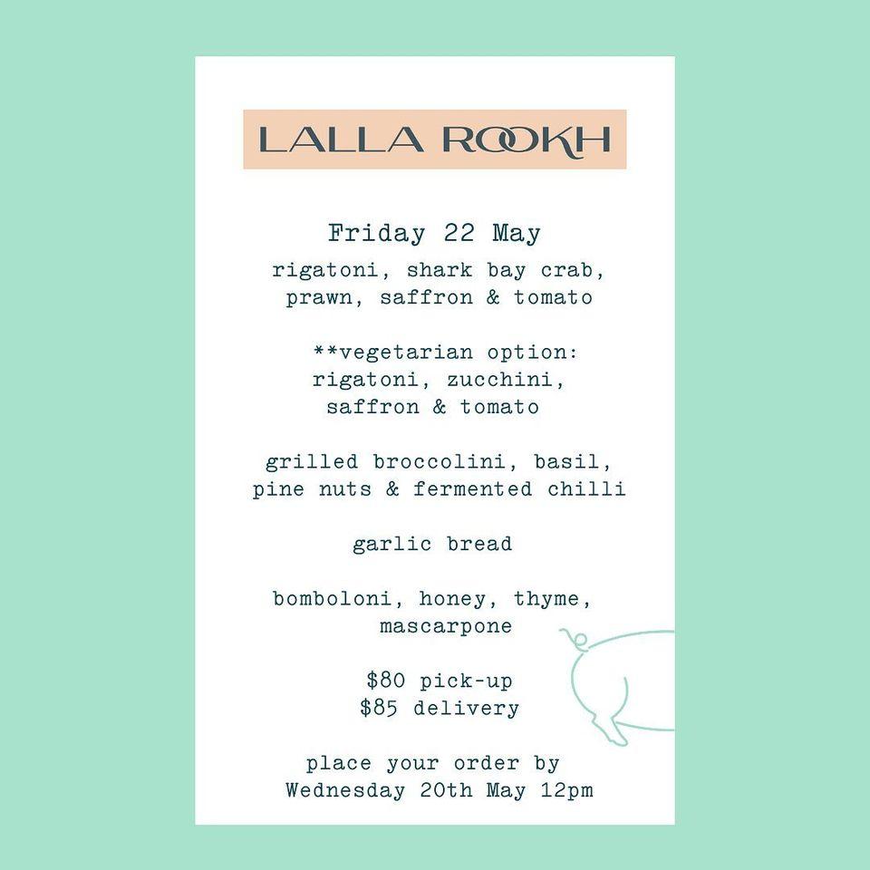 Menu at Lalla Rookh pub & bar, Perth