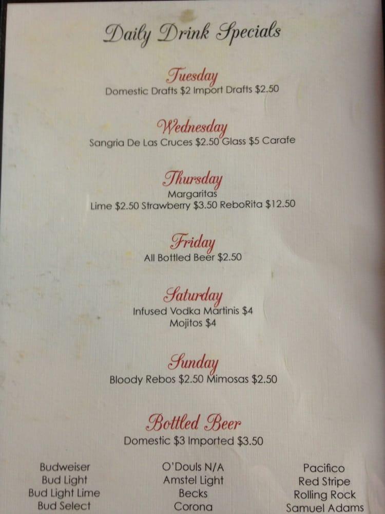 Menu at Rebos pub & bar, Sioux City