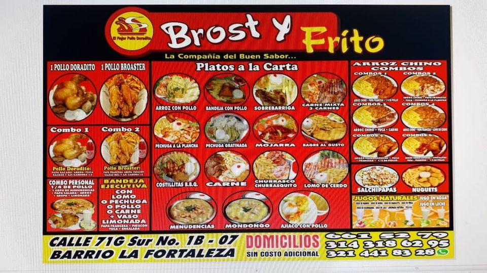Menu at Brost y Frito R&E restaurant, Bogotá