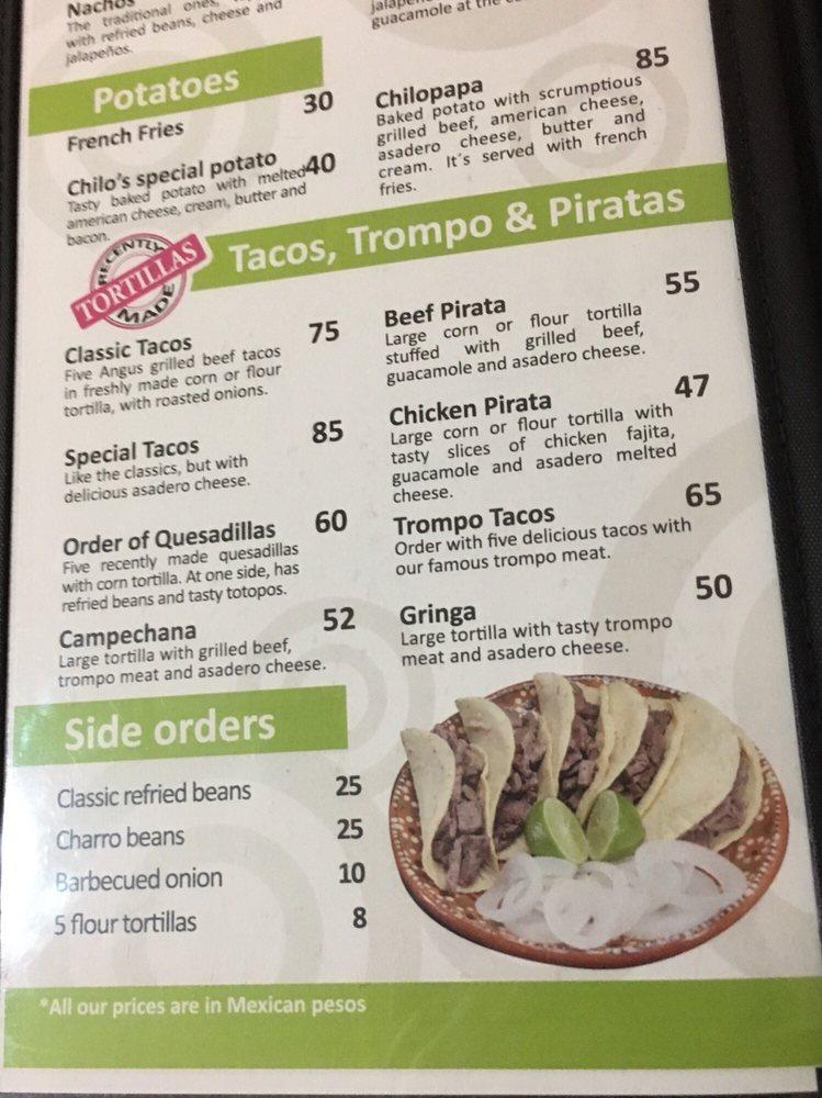 Carta del restaurante Chilo Tacos & Grill, Monterrey, Pablo