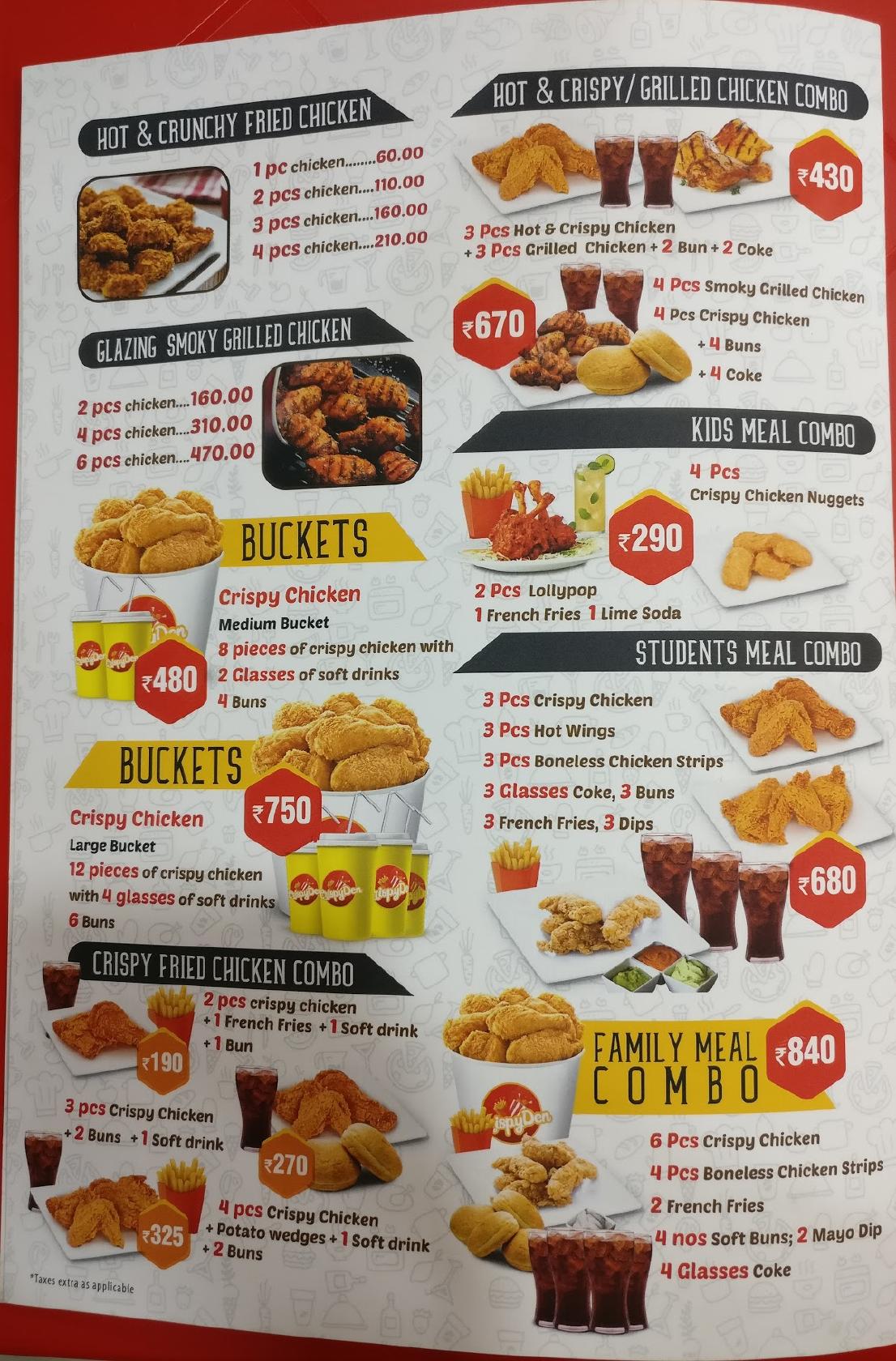 Menu at Crispy Den, Coimbatore, 32H2+PQ5