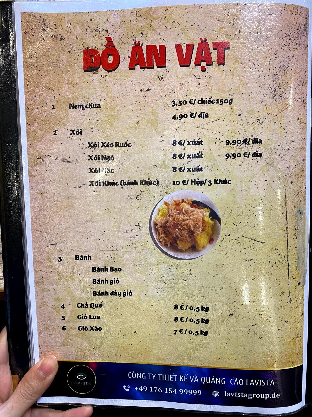 Menu at Kyo restaurant, Frankfurt