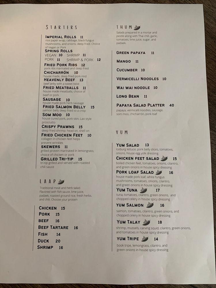 Menu at Lao, Der! restaurant, Stockton