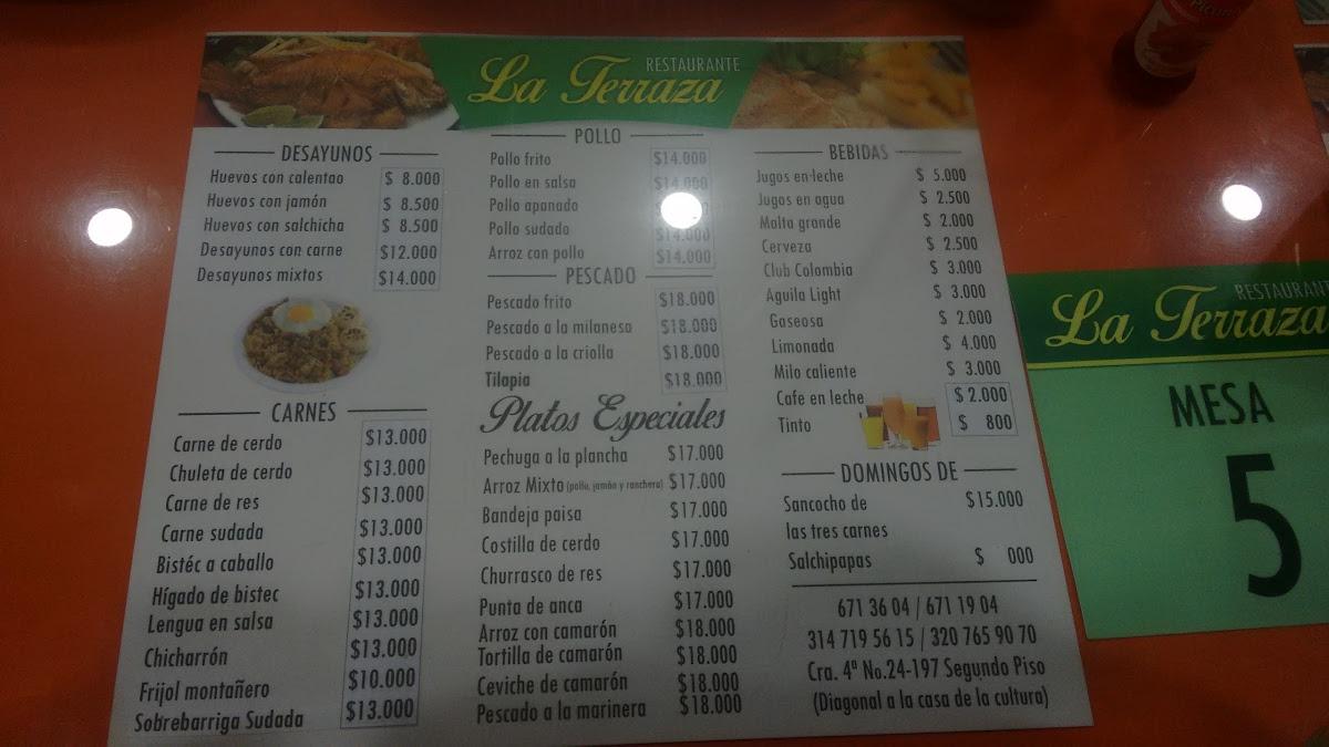 Menu at Restaurante La Terraza, Quibdo