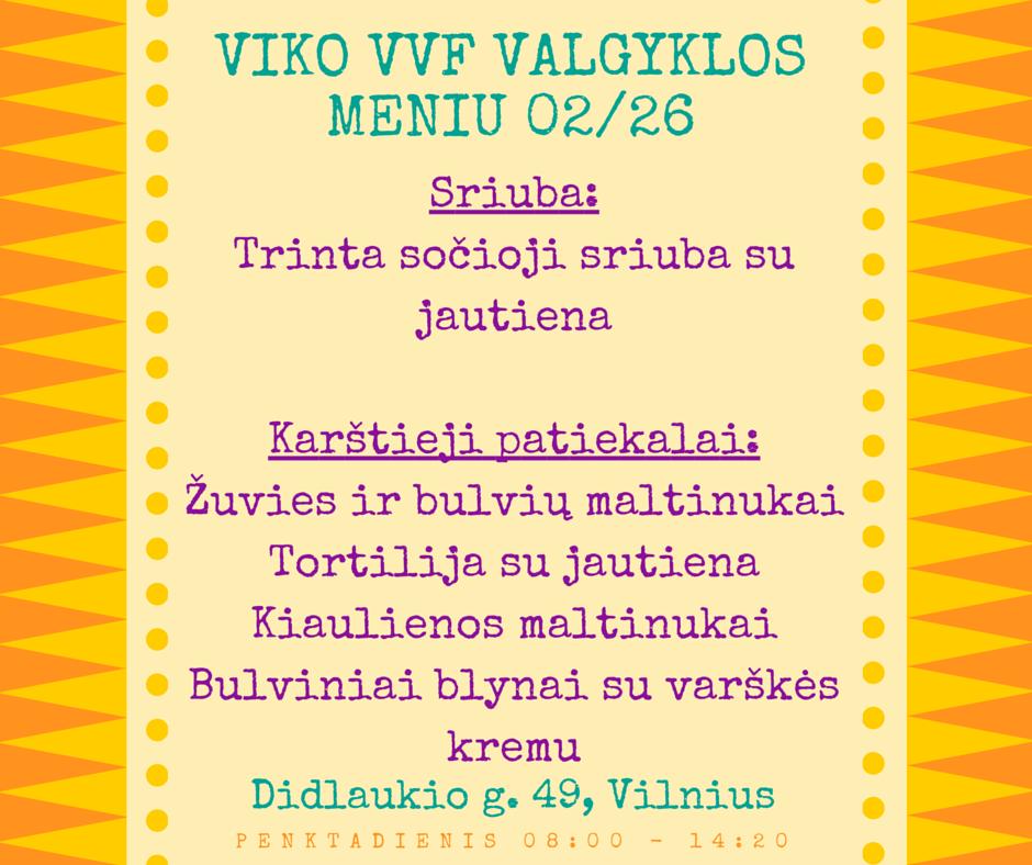 Menu at Valgykla Viko VVF restaurant, Vilnius