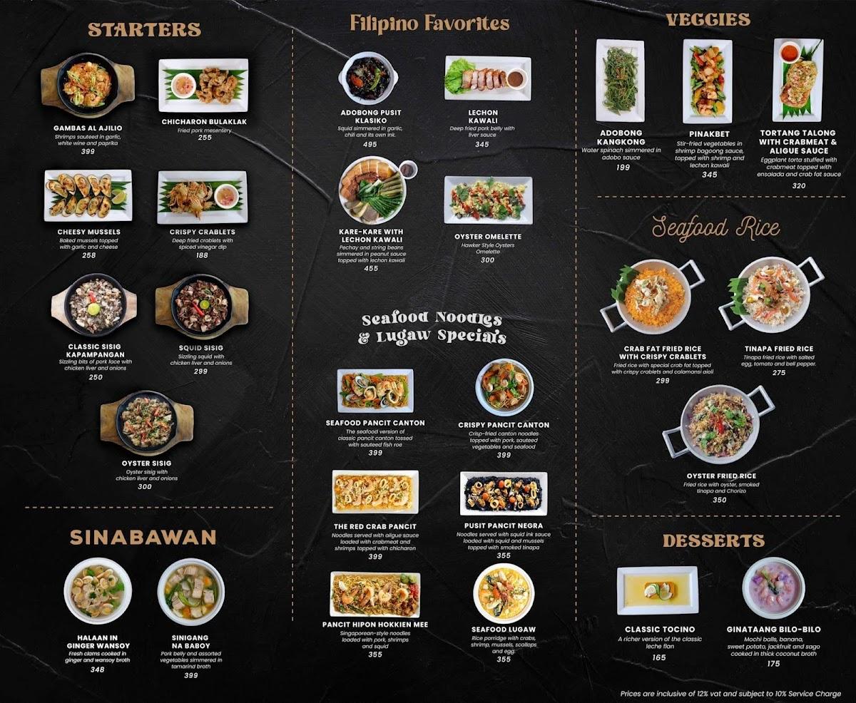 Menu at Red Crab restaurant, Quezon City, Eastwood City