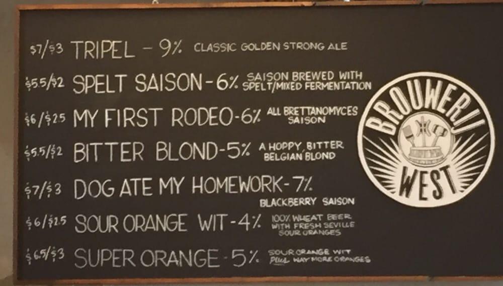 Menu at Brouwerij West pub & bar, Rancho Palos Verdes