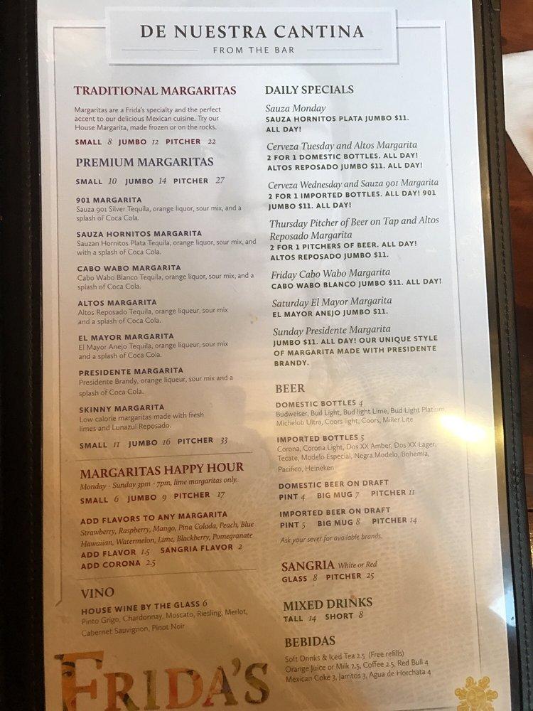 Menu at Frida's Mexican Restaurant, Collierville