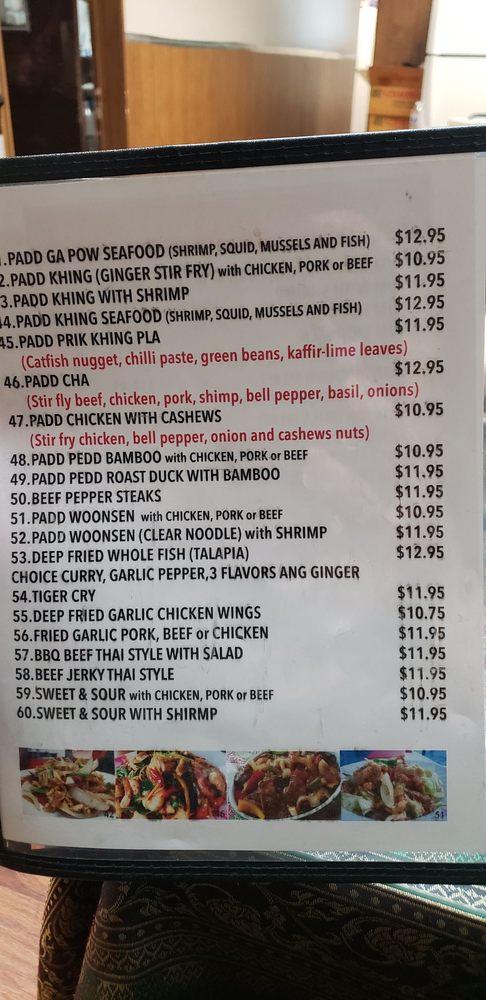 Menu at Grandma’s Thai Cuisine restaurant, Harker Heights