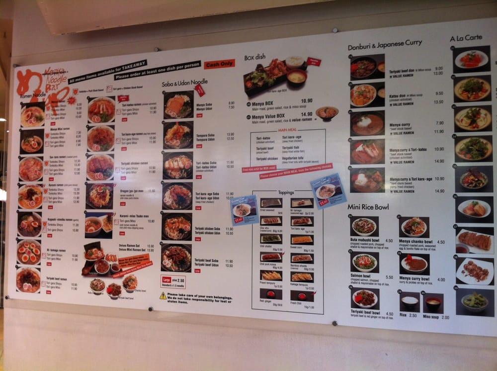 Carta del restaurante Menya Chinatown, Haymarket