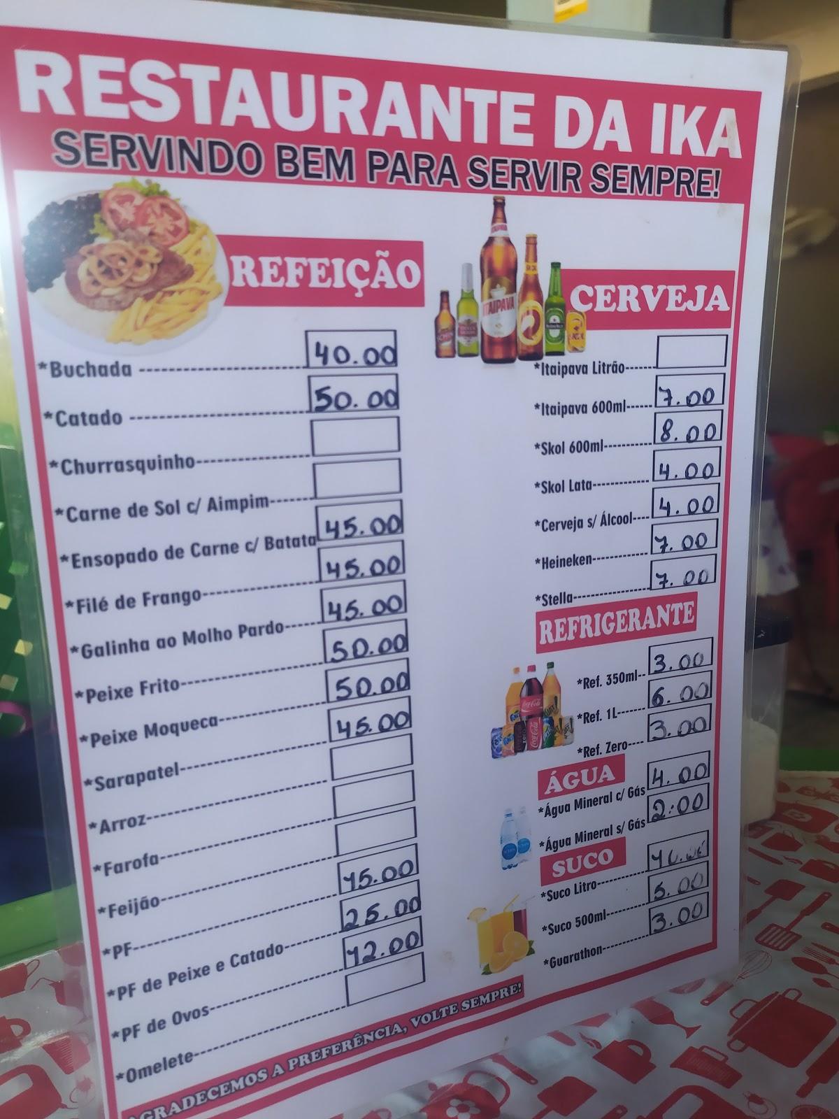 Menu em Restaurante da ika, Brasil