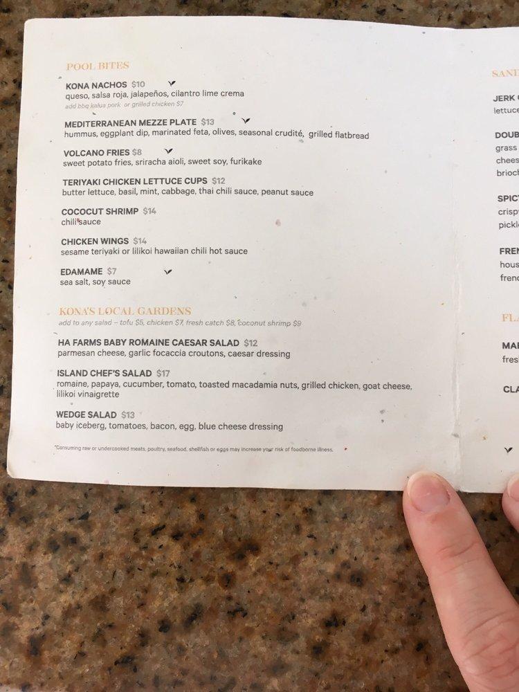 Menu at Holua Poolside Bar & Lounge, Holualoa