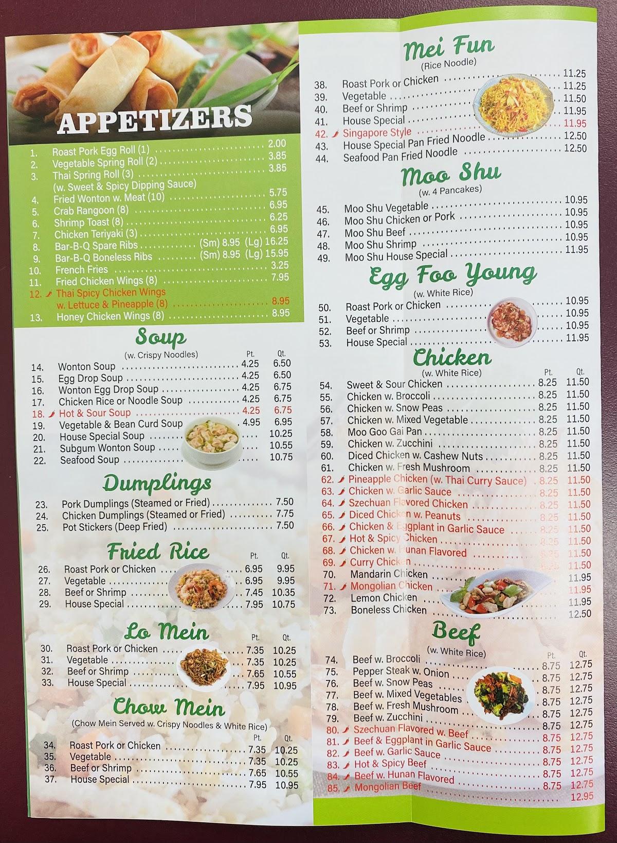Menu at Red Apple Restaurant, Mandeville