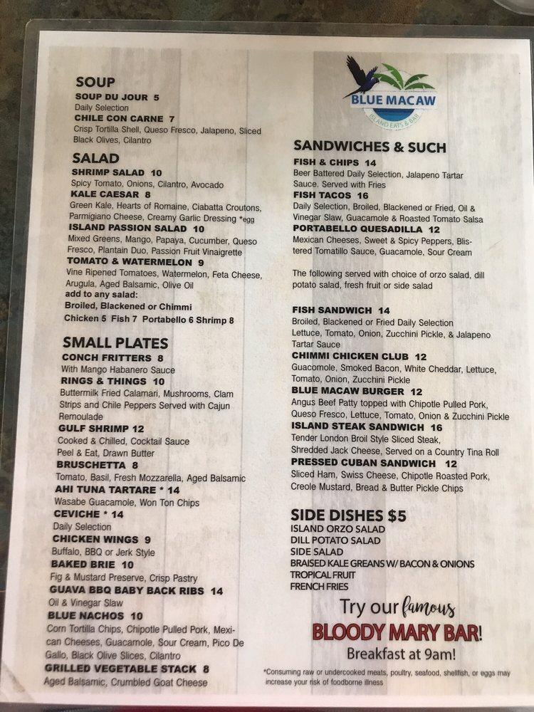 Menu at Rams Head Southernmost restaurant, Key West