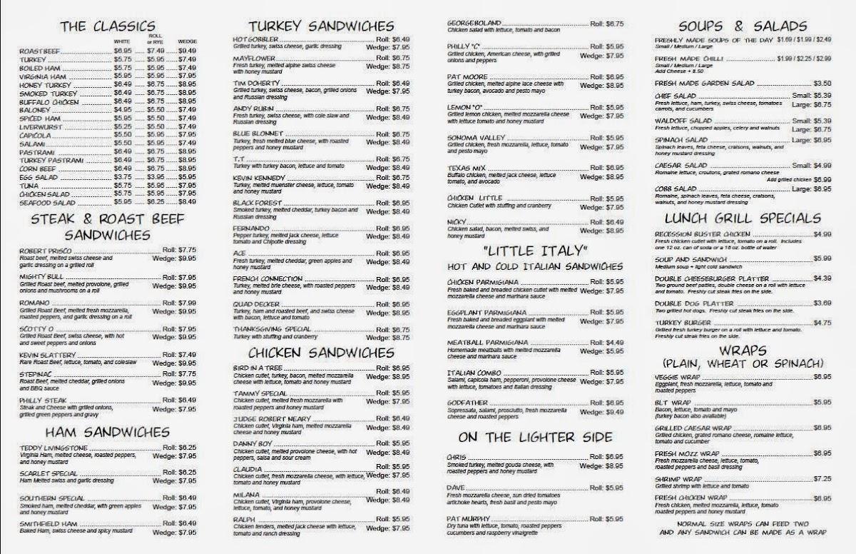 Menu at Royal Scarlet Deli restaurant, White Plains