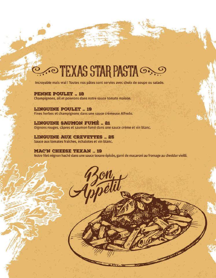 Menu au Restaurant Texas Star, Saint-Eustache, 477 25e Av