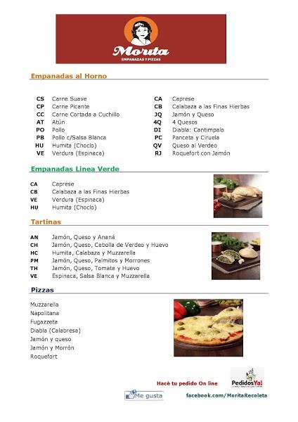 Menu at Baires restaurant, Buenos Aires